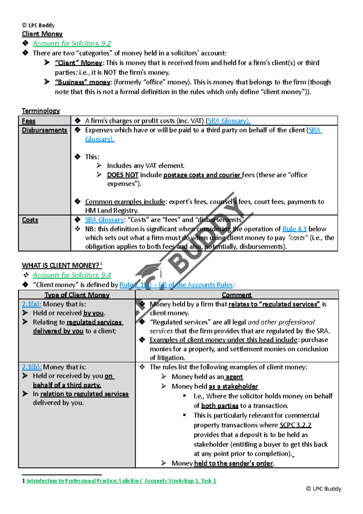 Unit 1: Understanding Client Money in Legal Practice - Studocu