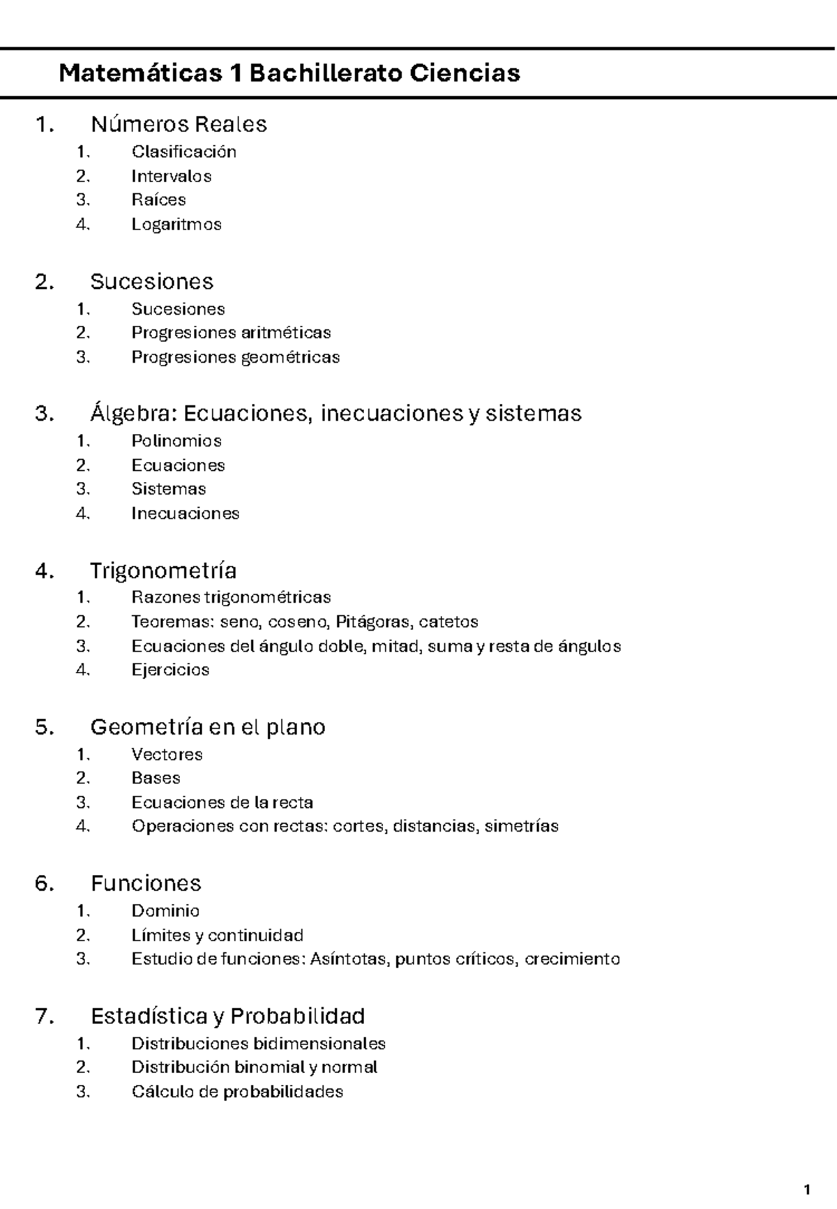 Matemáticas 1 Bachillerato: Geometría y Trigonometría Completa - Studocu
