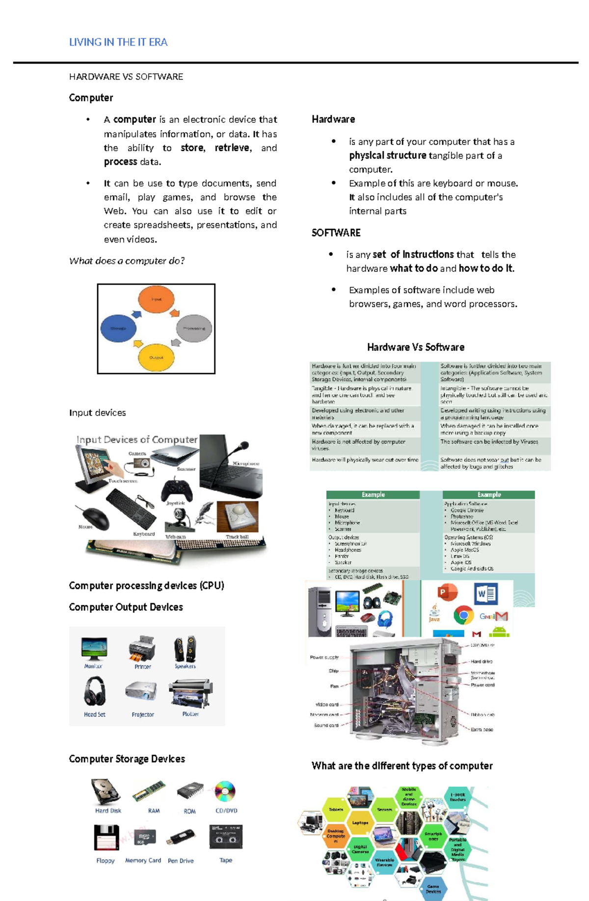 Hardware VS Software - Learning materials - HARDWARE VS SOFTWARE ...