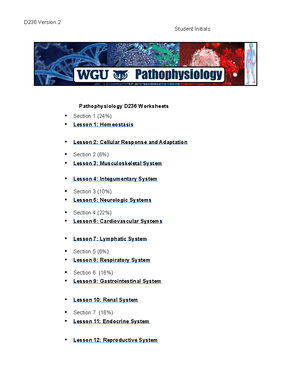 WGU Pathophysiology D236 test bank questions/answers - WGU ...