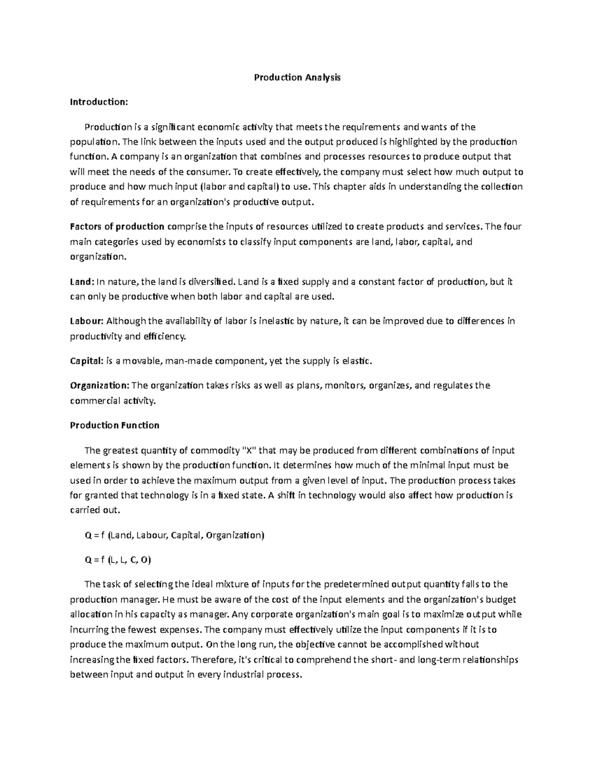 Production Analysis in Managerial Economics: Key Concepts and Functions ...