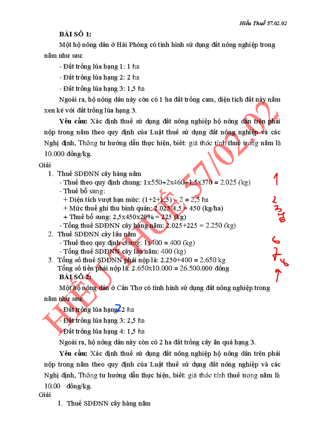 Bài Tập Tình Huống Thuế Tài Sản - Môn Luật Đất Đai - Studocu