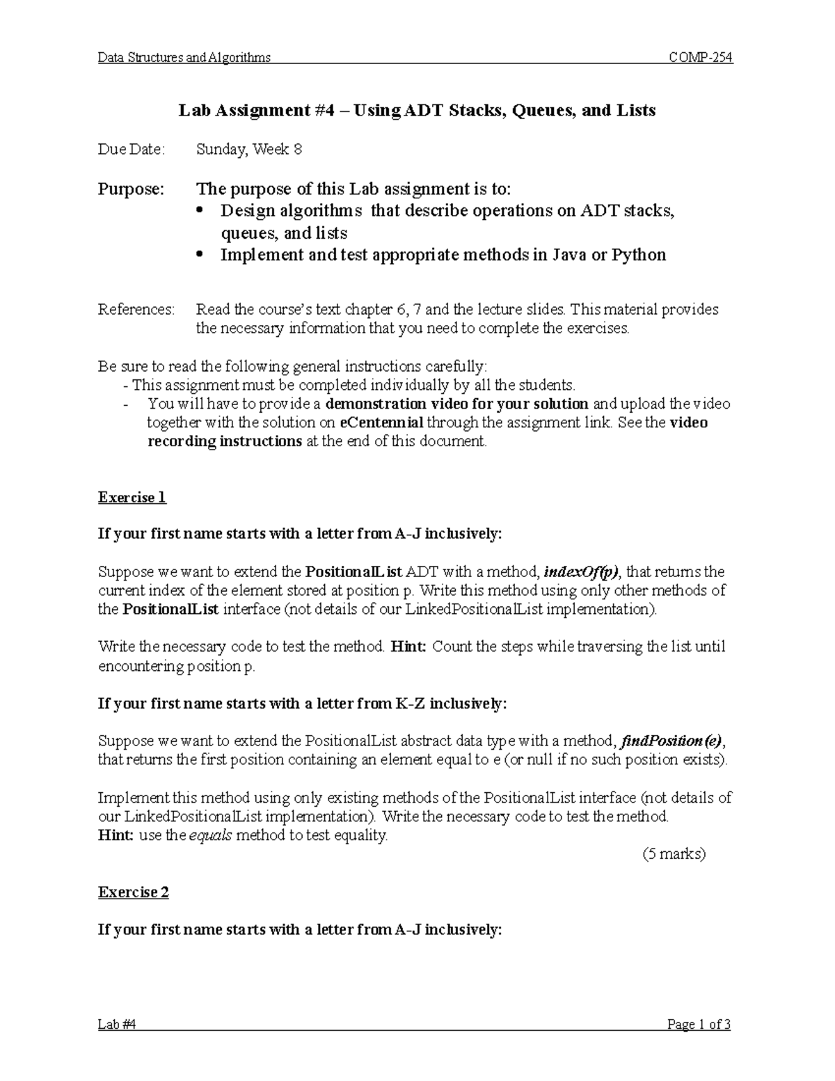 Lab Assignment 4 M21 - Data Structures and Algorithms COMP- Lab ...