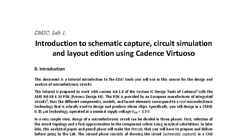 DMIC Lab 1: Intro to Schematic Capture & Circuit Simulation with ...