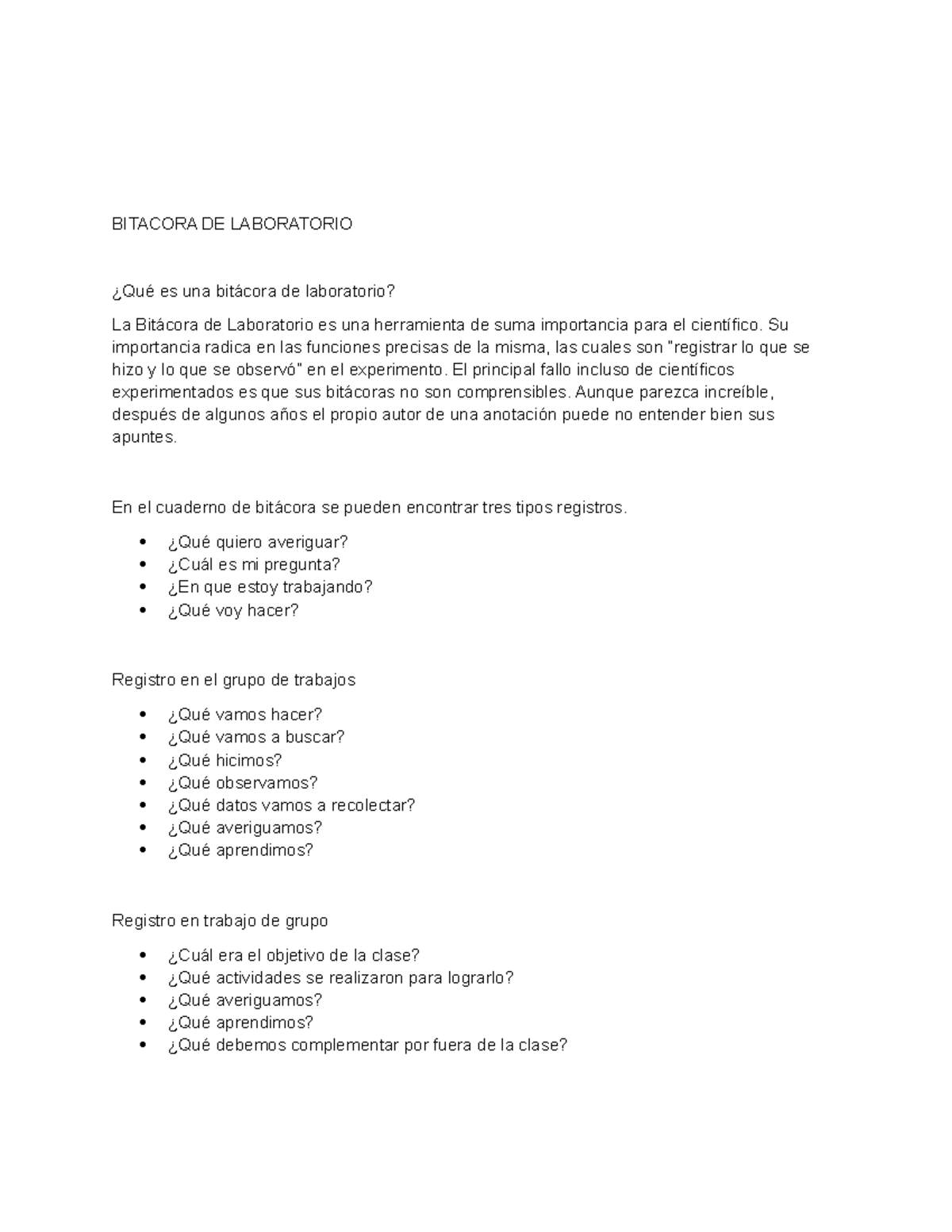 Bitácora de Laboratorio: Registro y Estructura Esencial para ...