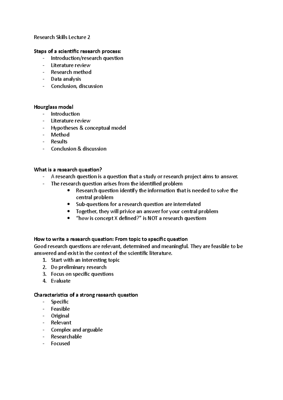 Research Skills Lecture 2: Crafting Effective Research Questions ...