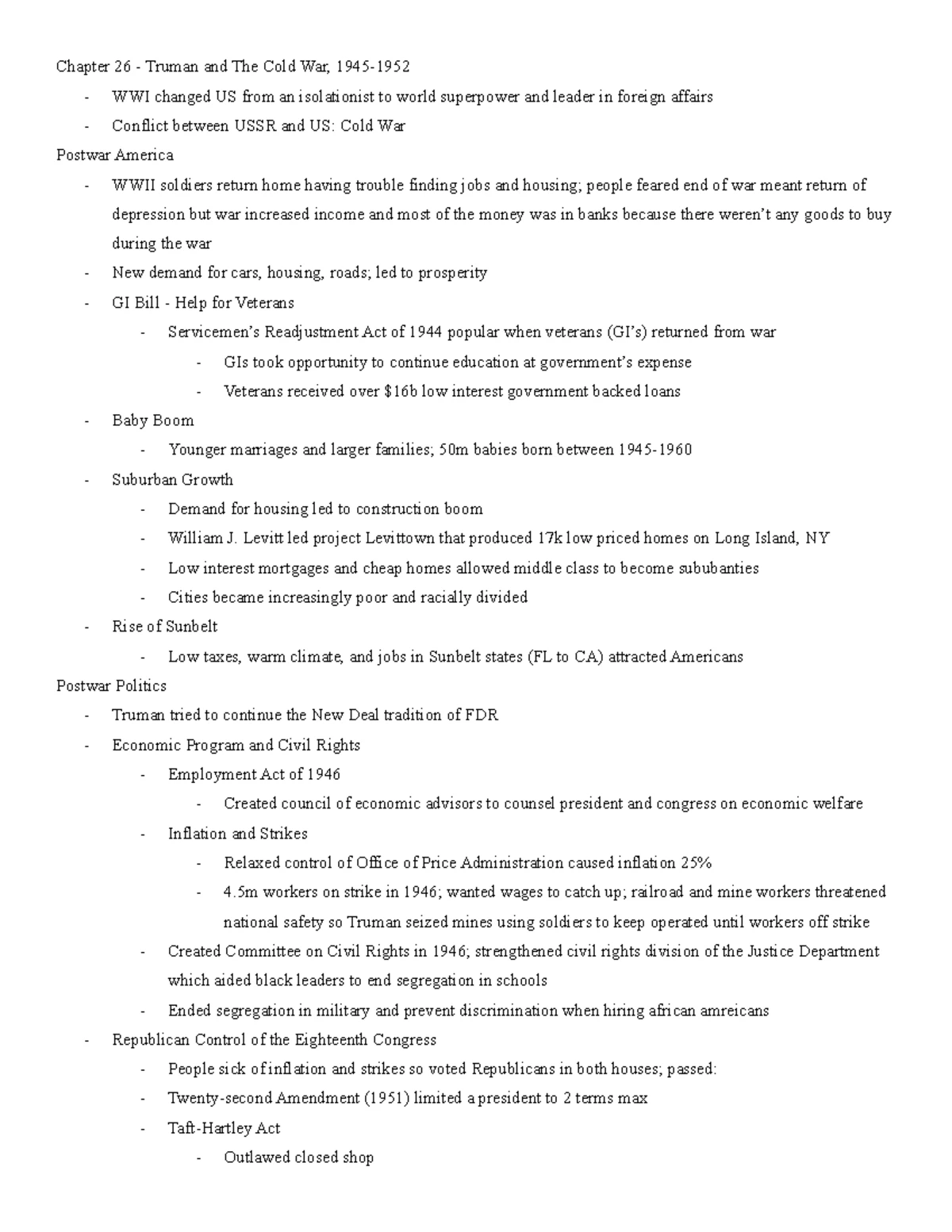 Apush Chapter 27 Notes - Chapter 27 - The Eisenhower Years, 1952 ...