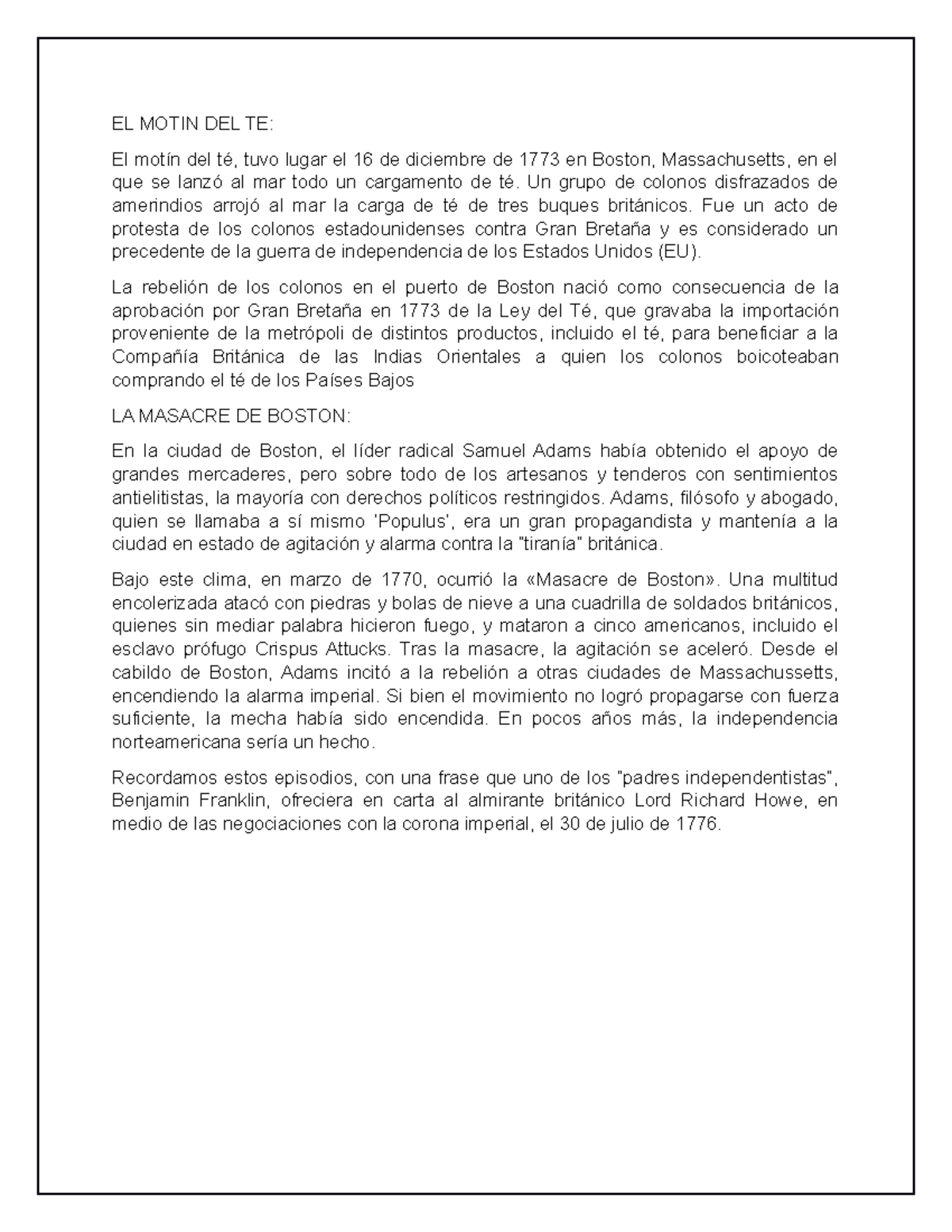 EL Motín del Té y la Masacre de Boston: Un Precedente Revolucionario ...