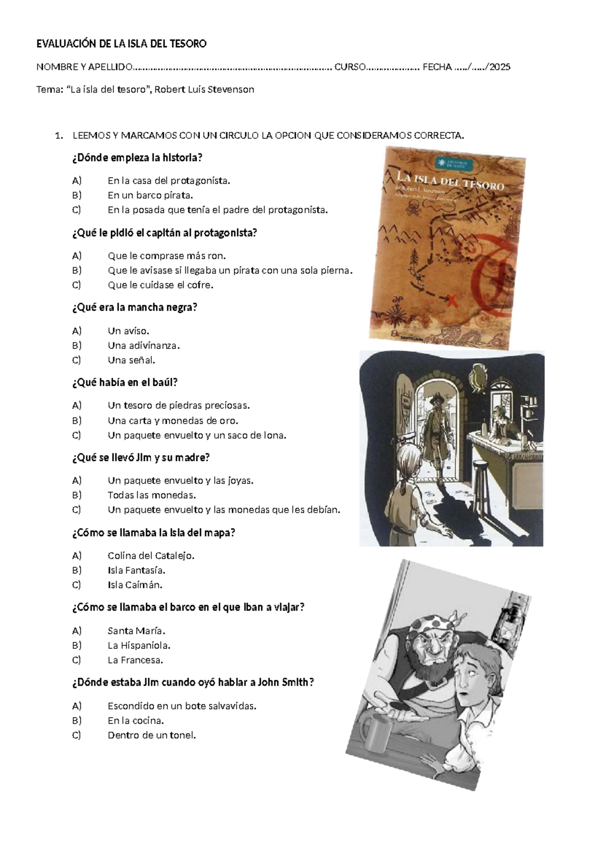 Evaluación de La Isla del Tesoro - Preguntas y Respuestas - Studocu