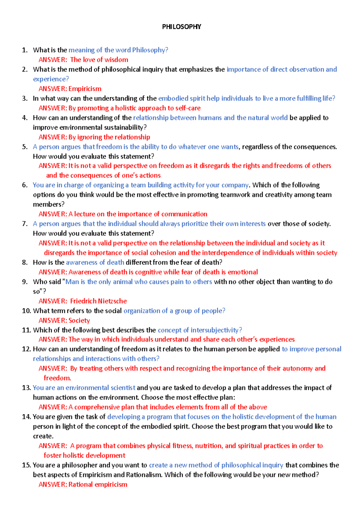 Philosophy Reviewer 1 - NAT for Grade 12 Students: Key Concepts ...