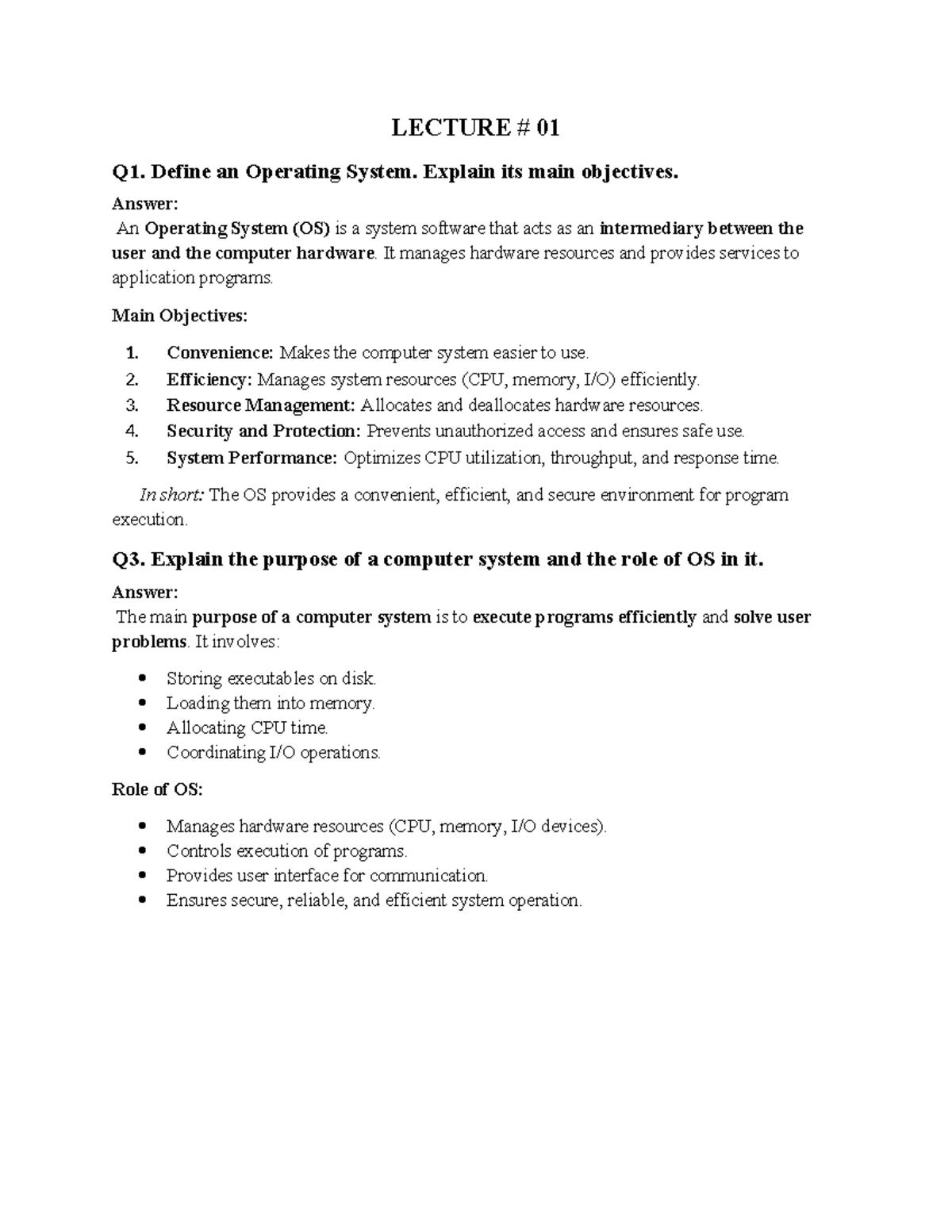 CS604 OS MIDTERM LECTURE NOTES: Operating System Fundamentals - Studocu