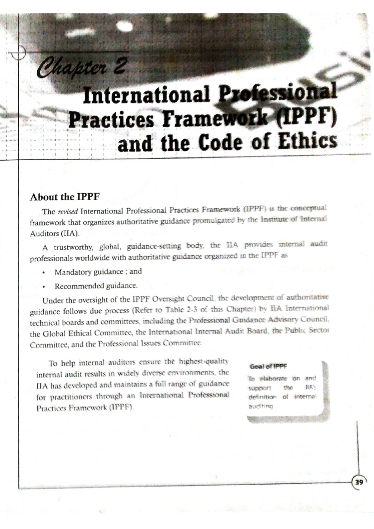 Chapter 2: International Professional Practices Framework (IPPF) & Code ...