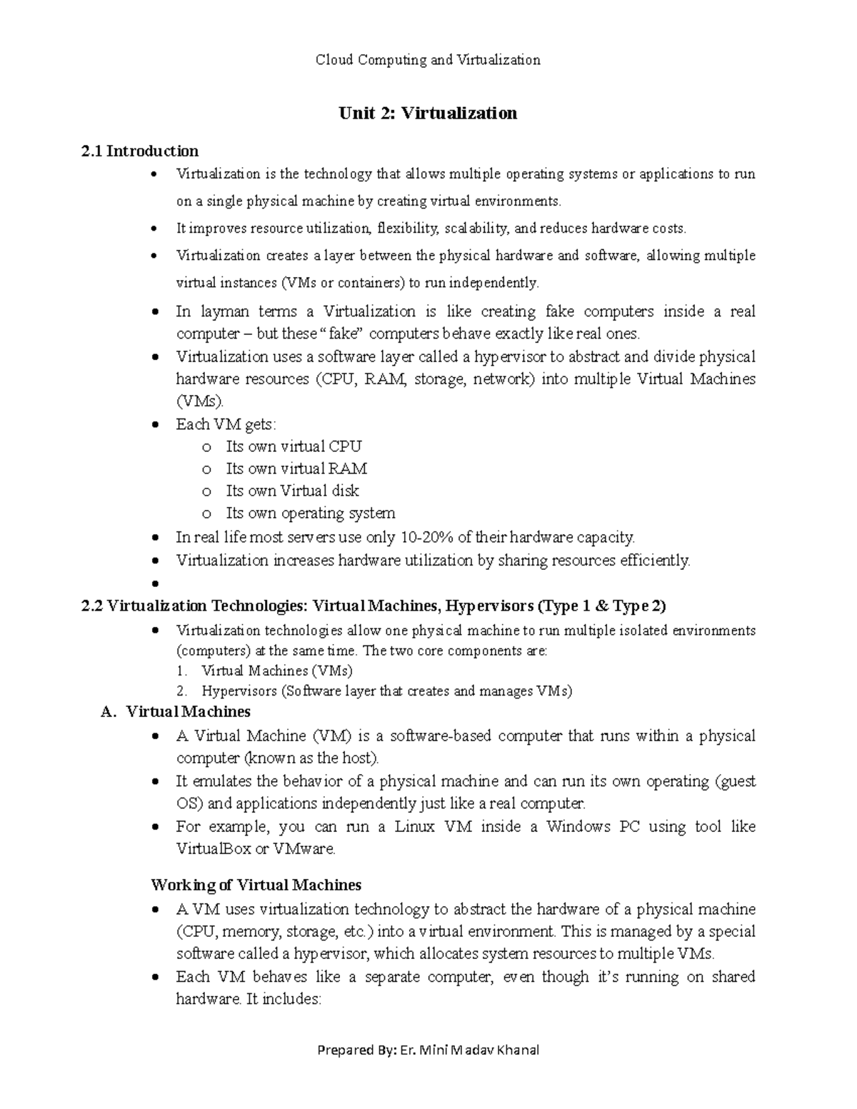 Cloud Computing and Virtualization: Unit 2 Overview and Technologies - Studocu