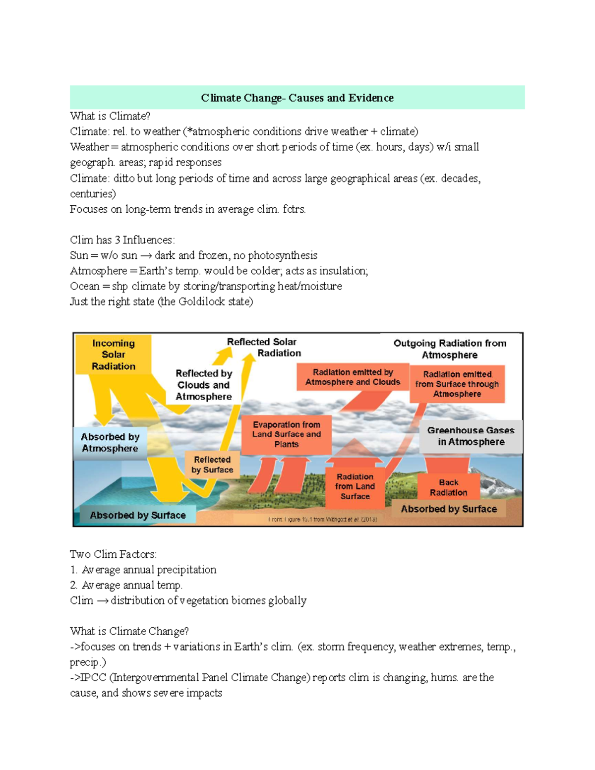 ENV SCI Notes: Understanding Climate Causes and Change - Studocu