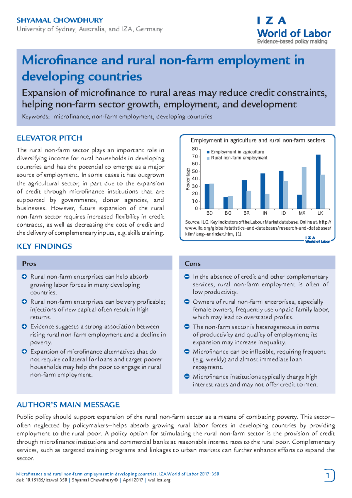 Microfinance and Rural Non-Farm Employment in Developing Countries ...