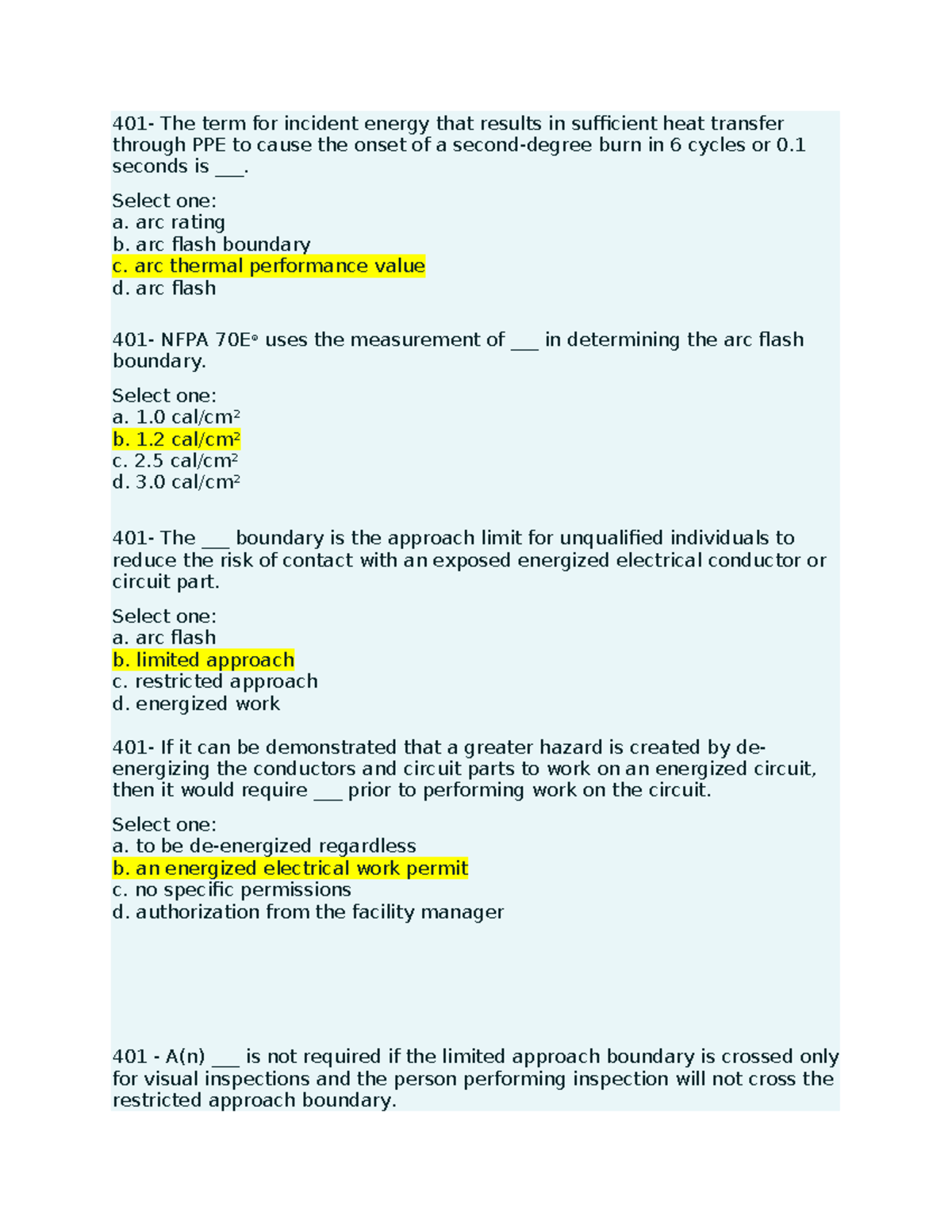 NFPA 70E® & OSHA Compliance Final Exam Review Questions and Answers ...