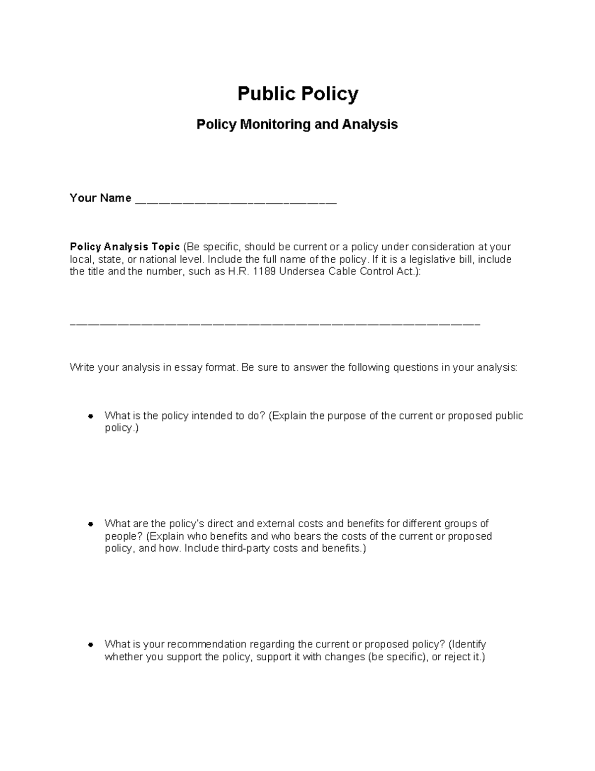 3.05 US GOV V23 Policy Analysis Assignment Template - Studocu