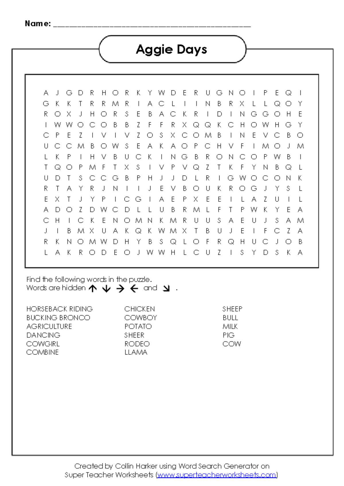 Aggie Days Word Search Puzzle: Horseback Riding & More - Studocu