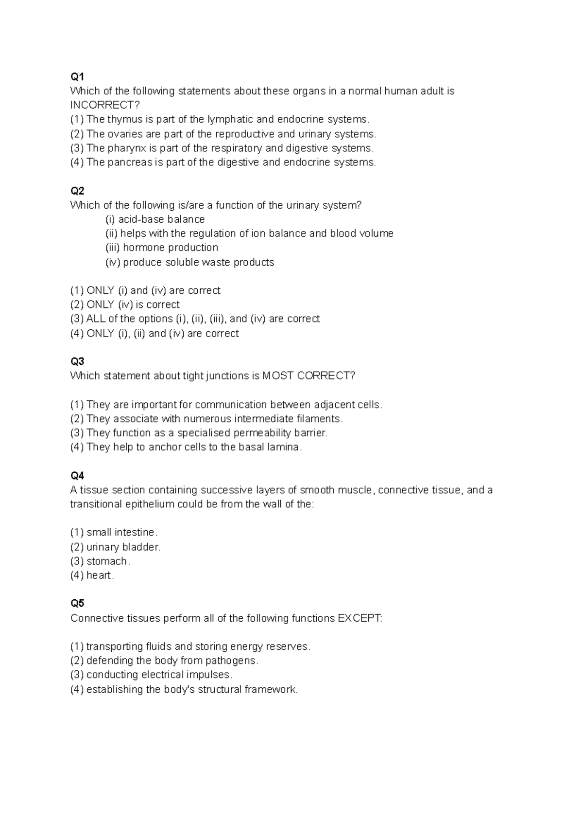 Week 1 Worksheets: Human Anatomy & Physiology Quiz Q1-Q5 - Studocu