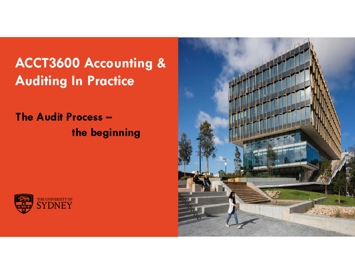 ACCT3600 Week 2 Audit Process Overview S2 2025 - Studocu