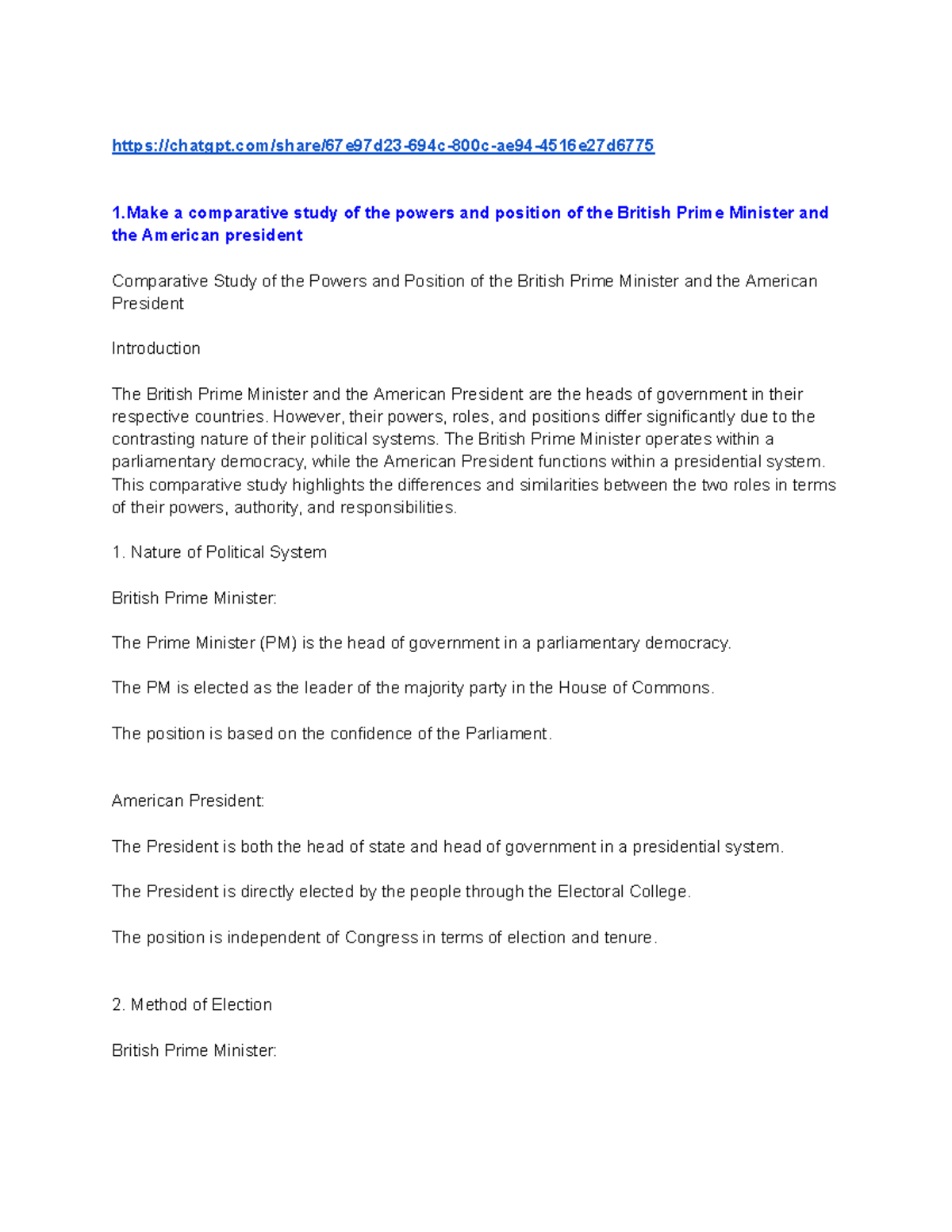 Comparative Political Systems: A Study of the UK and US Governments ...