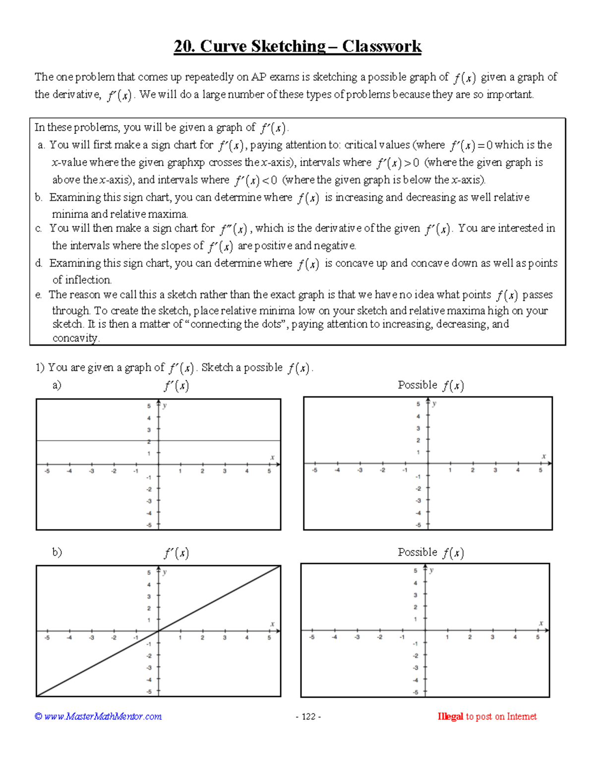 20. Curve Sketching Classwork and Homework (ABStudentsp 122-151) - Studocu