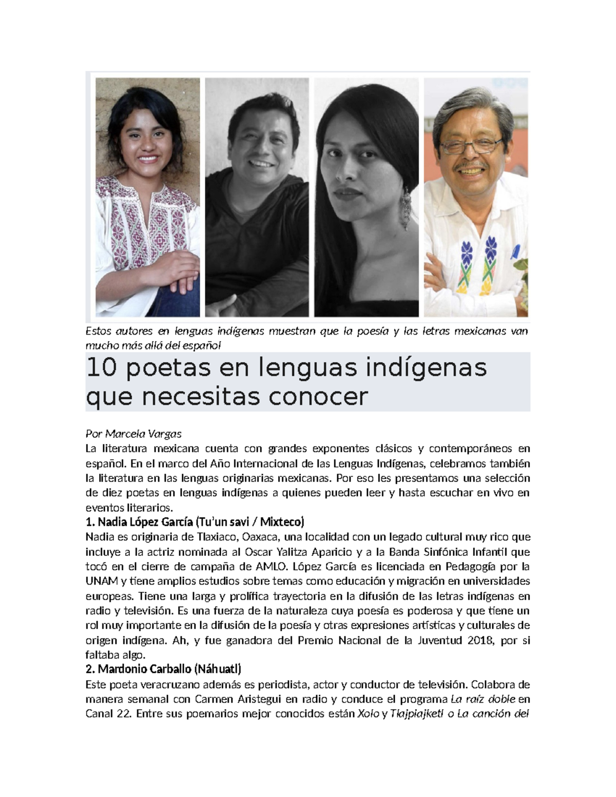 10 Poetas Indigenas - indigenismo - Estos autores en lenguas indígenas ...
