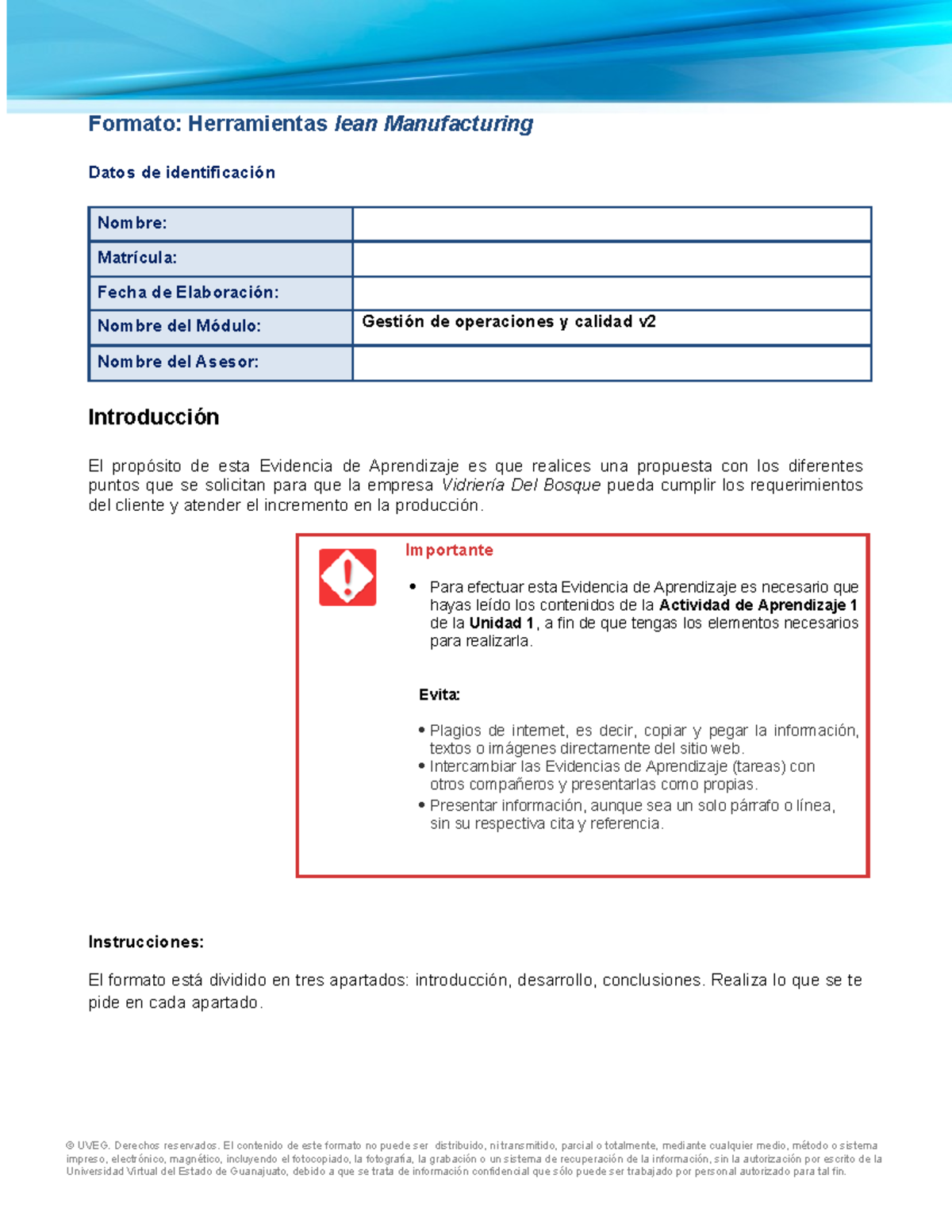 Propuesta de Mejora en Lean Manufacturing para UVEG - Studocu