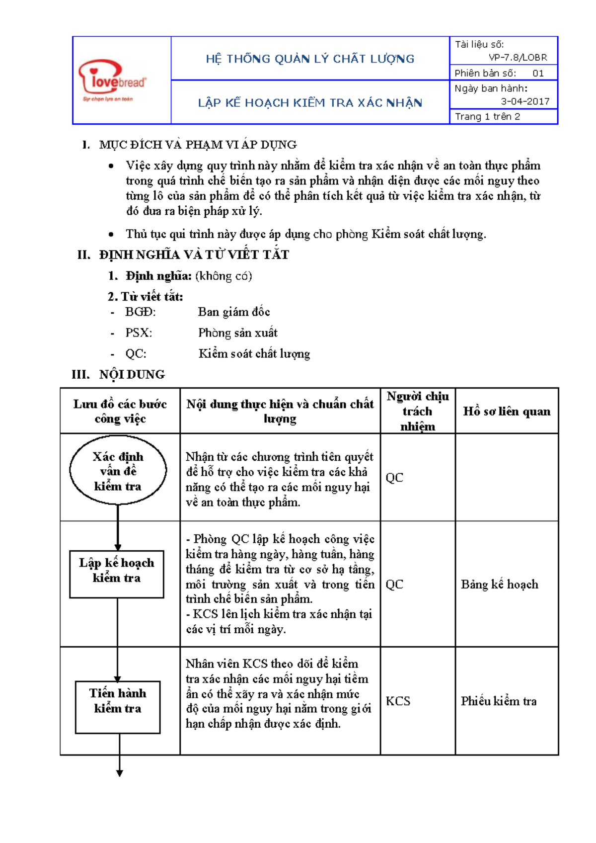 46.Lap ke hoach kiem tra xac nhan - HỆ THỐNG QUẢN LÝ CHẤT LƯỢNG Tài ...