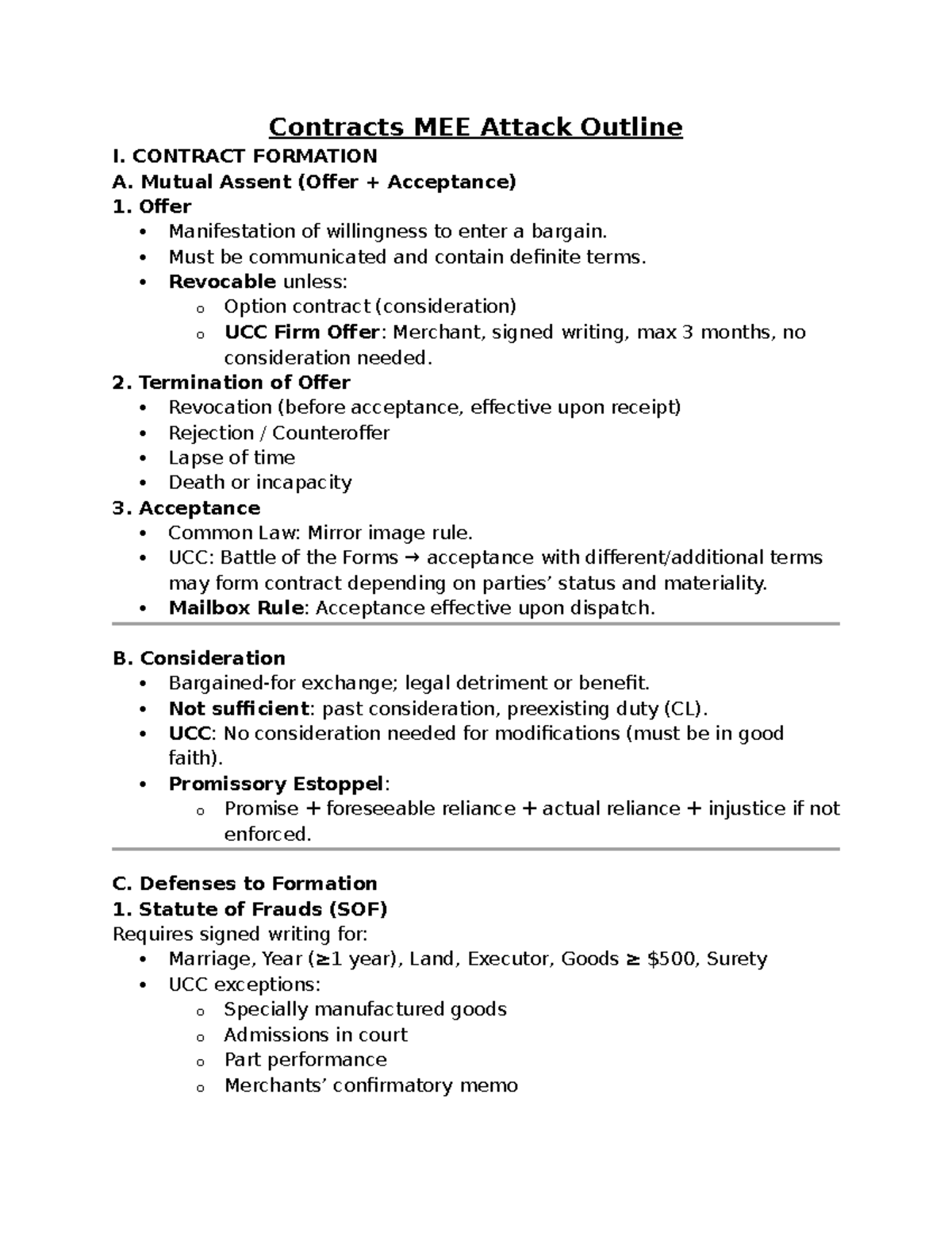 Contracts MEE Attack Outline: Key Concepts and Defenses - Studocu