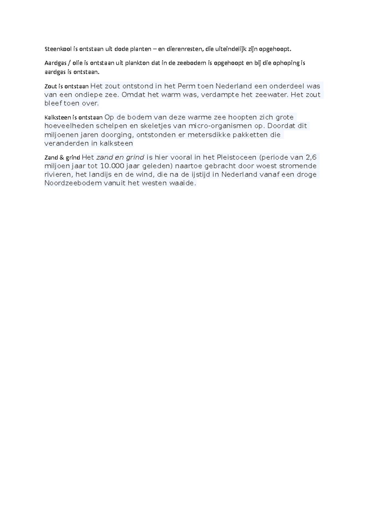 Aardrijkskunde samenvatting: Ontstaan van delfstoffen in Nederland ...