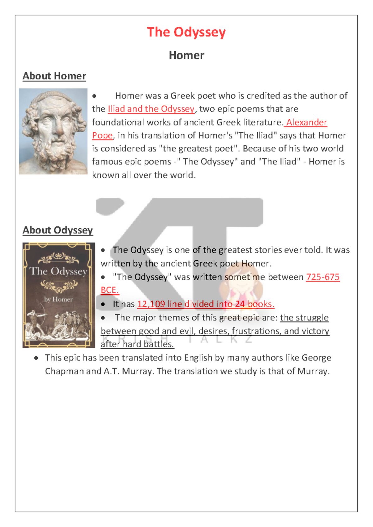 The Odyssey and Beyond: Key Themes and Poetic Analysis - Studocu