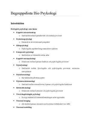 Det biologiska perspektivet - anteckningar - Det biologiska fokuserar ...