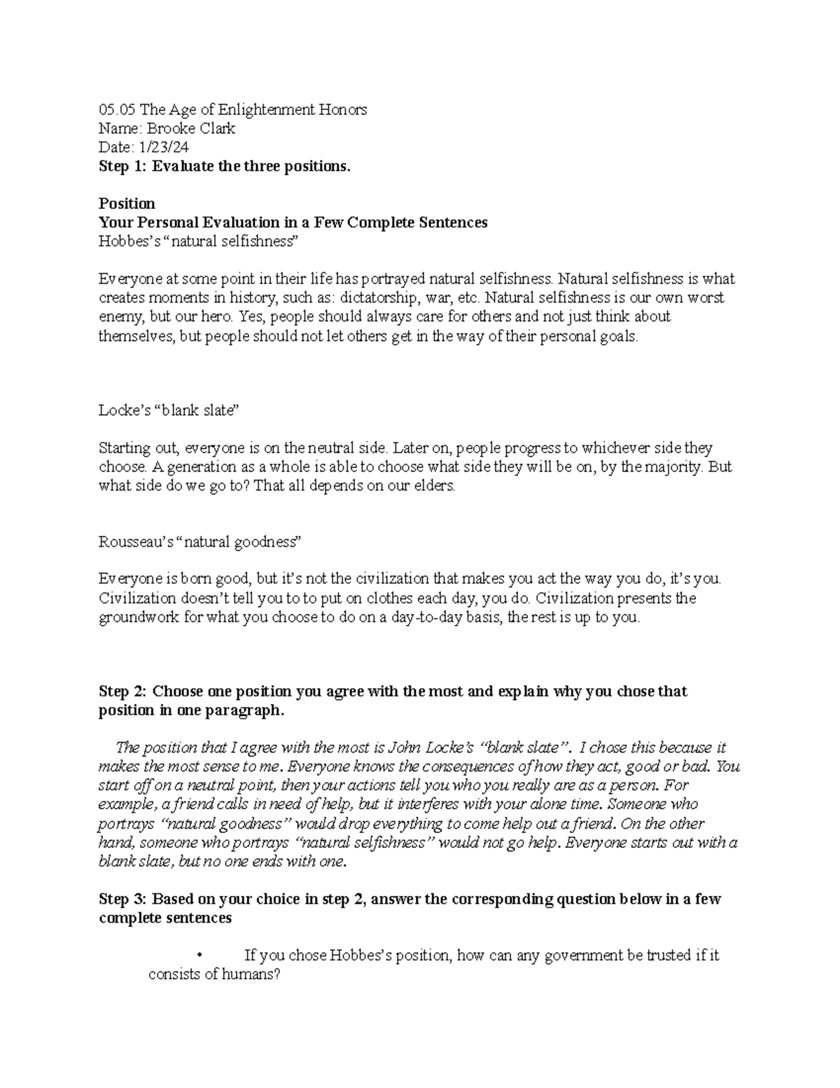 Age of Enlightenment Assignment Analysis - Honors 05.05 - Studocu