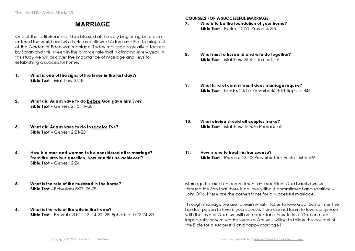 05 Marriage - Key Insights for a Successful Relationship - Studocu