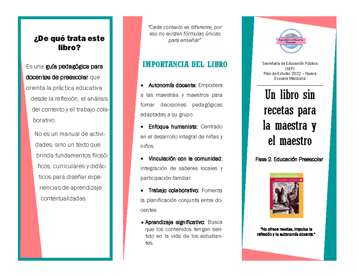Libro Sin Recetas Fase 2: Guía Pedagógica para Docentes de Preescolar ...