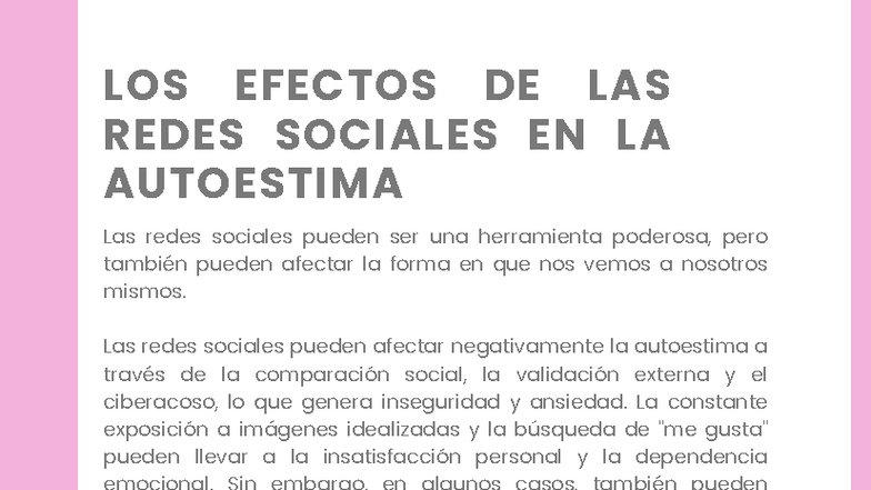 LOS EFECTOS DE LAS REDES SOCIALES EN LA AUTOESTIMA: ANÁLISIS Y ...