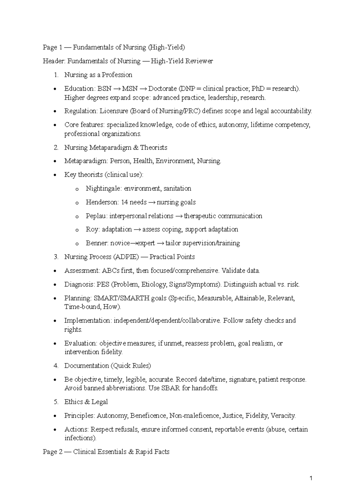 Funda Review Notes for Nursing (NURS 101) - Comprehensive Study Guide ...