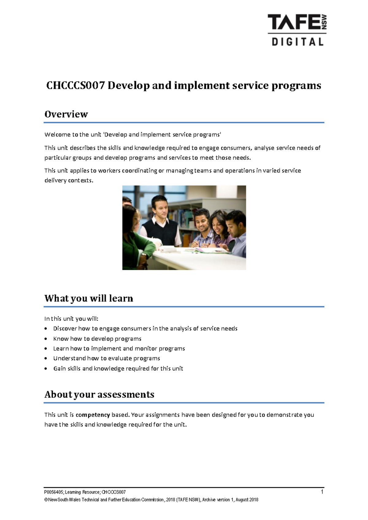 Chcccs 007 Learner Guide V4 - P0056405; Learning Resource; CHCCCS007 1 CHCCCS007 Develop and ...