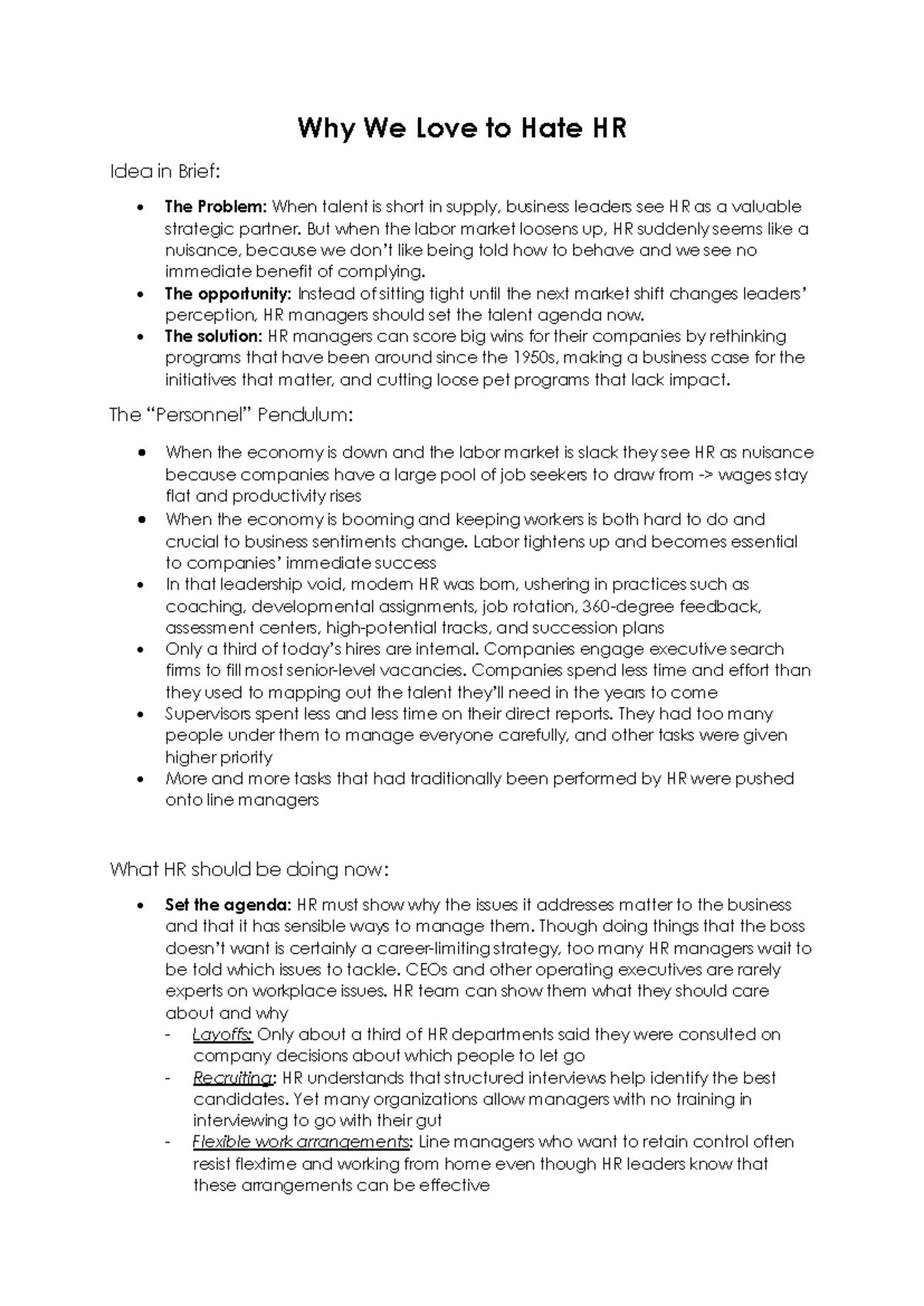 Why We Love to Hate HR - SoSe 21 Summary & Insights on HR Management ...