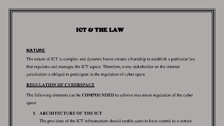 ICT 793719923 Final Exam: Understanding the Law and Regulation of ...