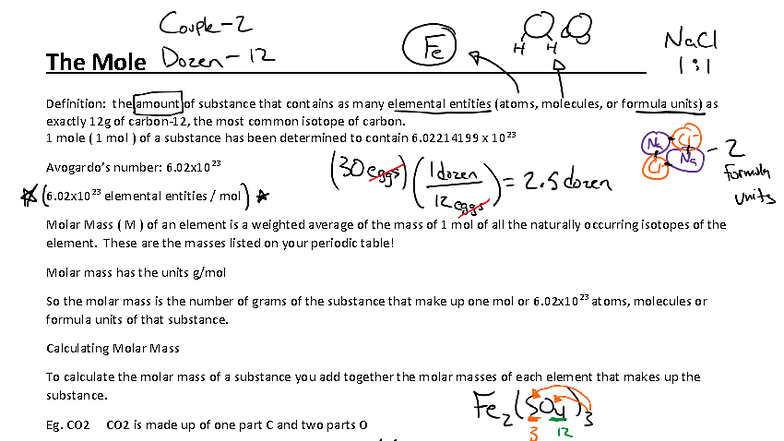 The Mole - P4 - teacher's notes - The Mole Definition: the amount of ...