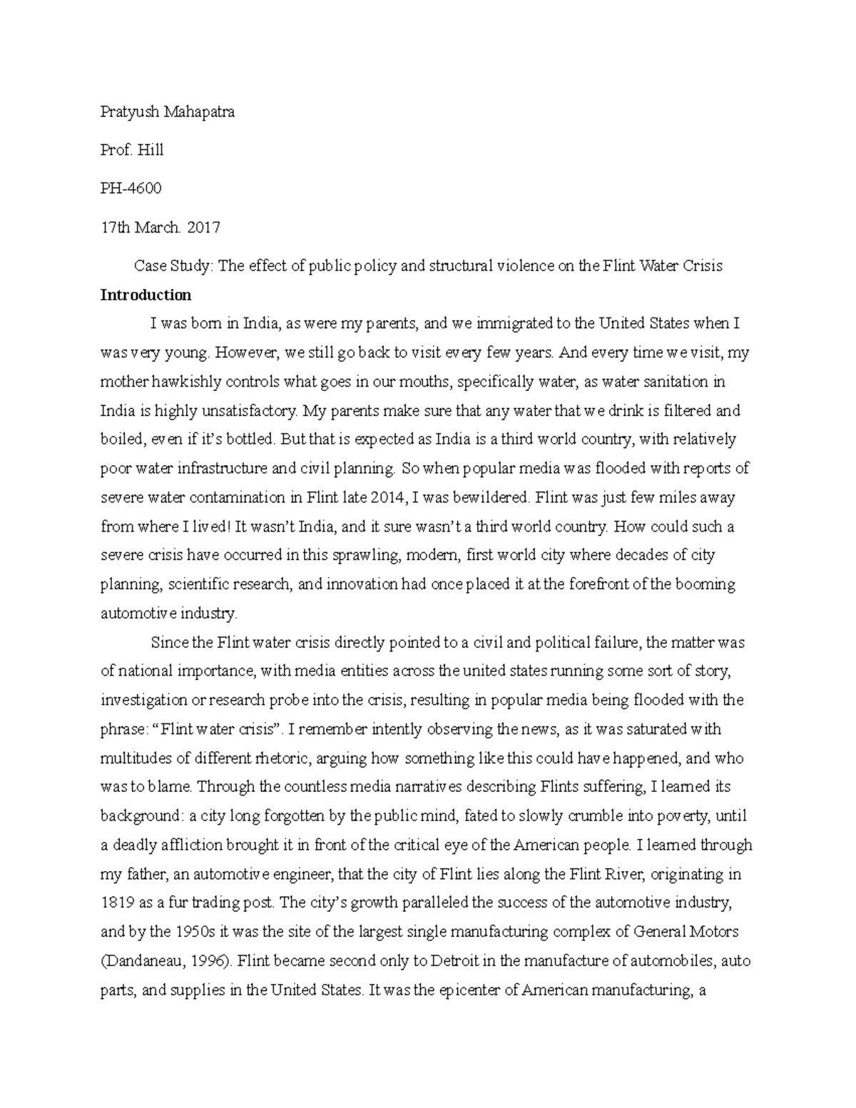 Casestudy 2 - PH environmental report - Pratyush Mahapatra Prof. Hill ...