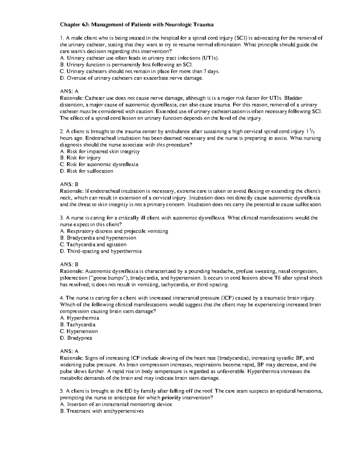 Chapter 63: Managing Neurologic Trauma in Patients with SCI and TBI ...