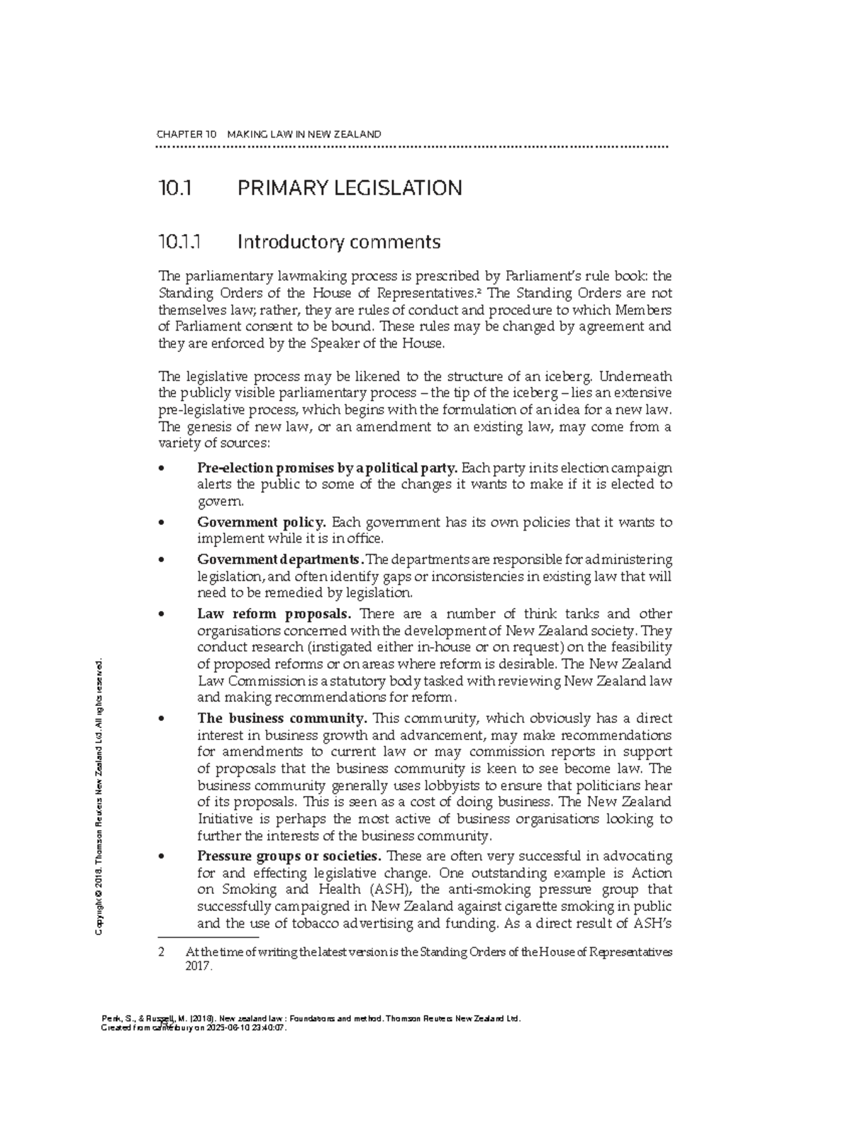 CHAPTER 10: Making Law in New Zealand - A Guide to Primary Legislation ...