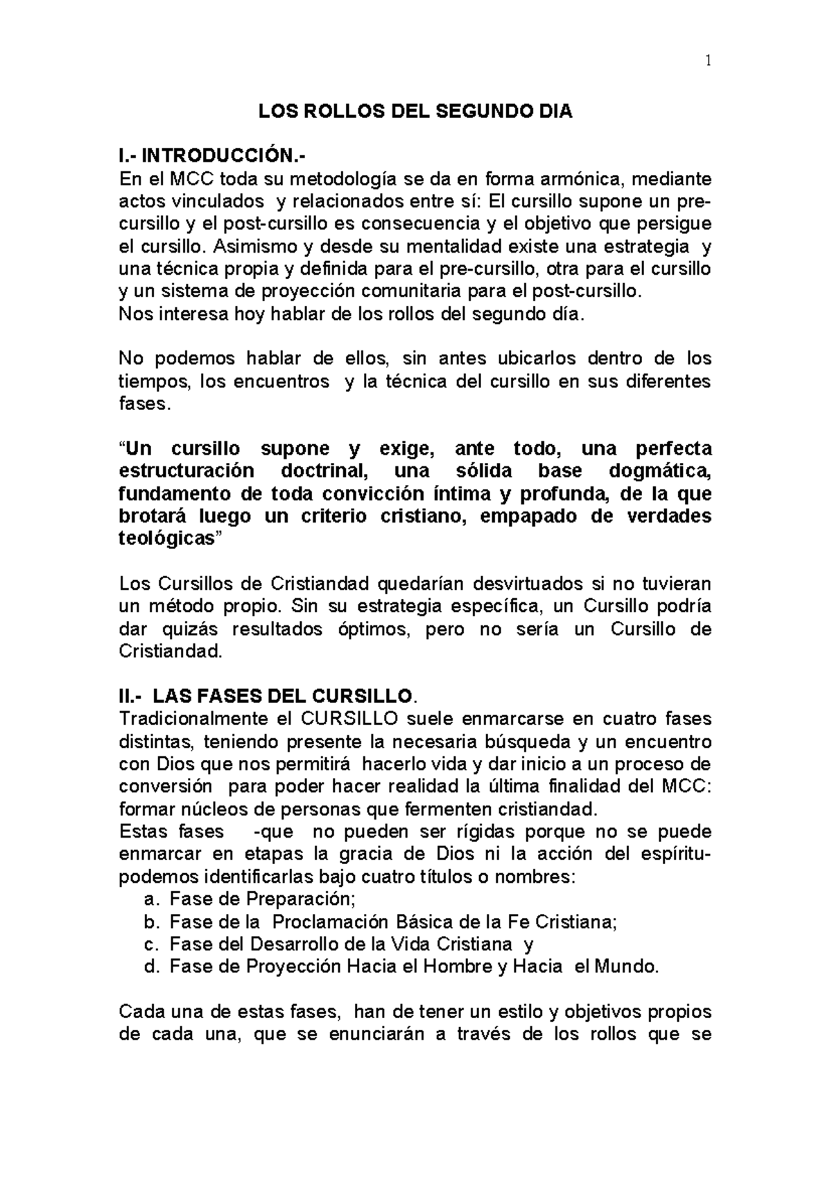 Los Rollos del Segundo Día en el Cursillo de Cristiandad - Studocu