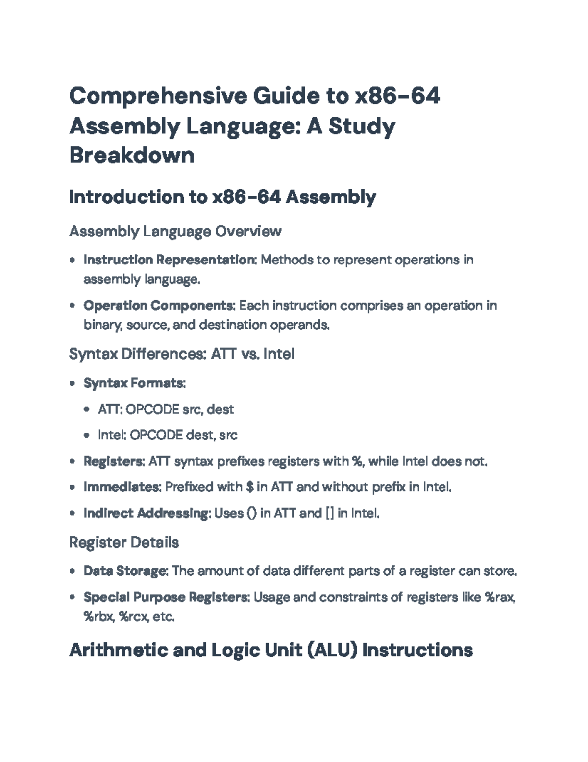 Final Exam Study Guide: x86-64 Assembly Language Concepts ...