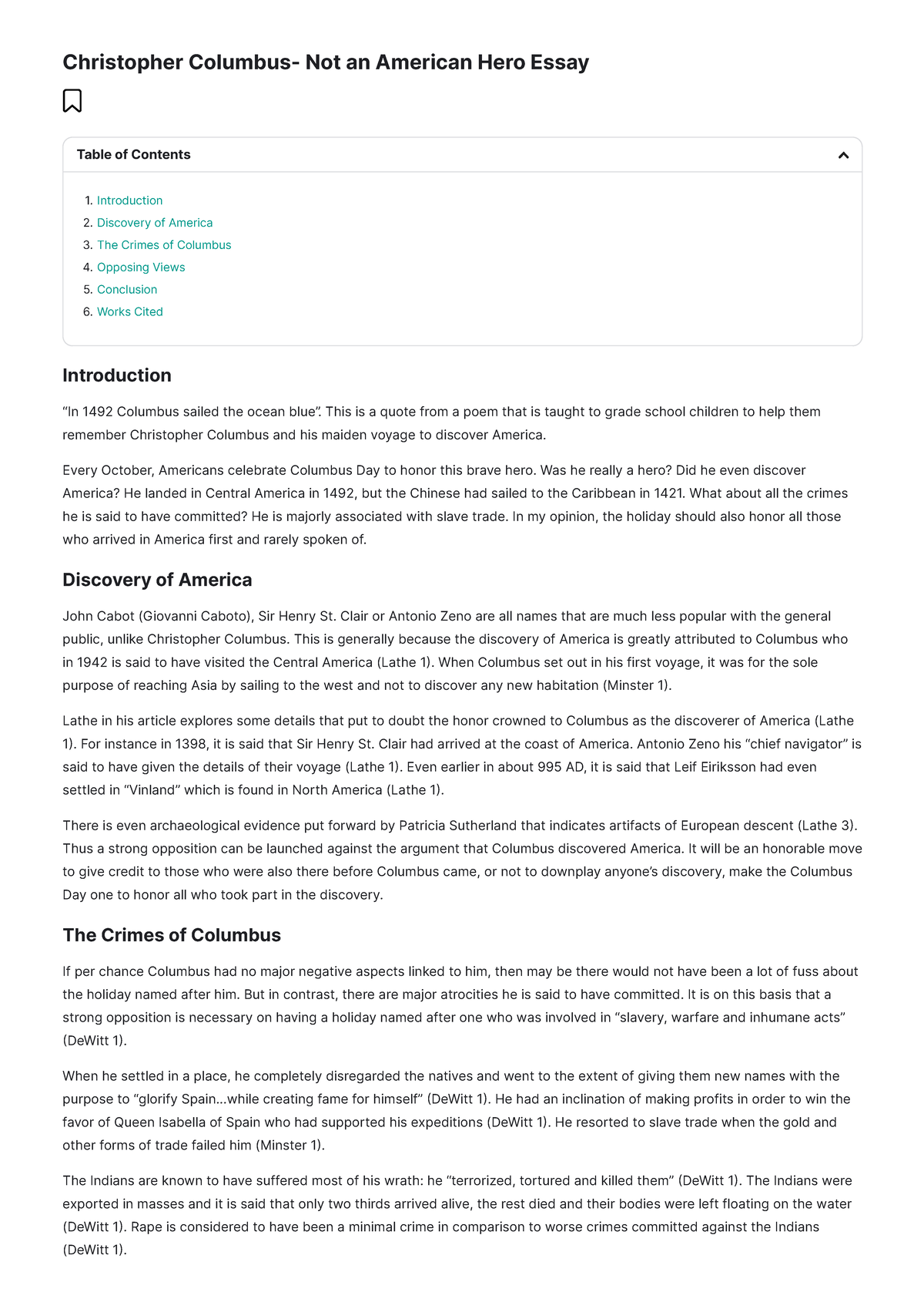 Christopher Columbus: A Critical Analysis of His Legacy - Essay - Studocu