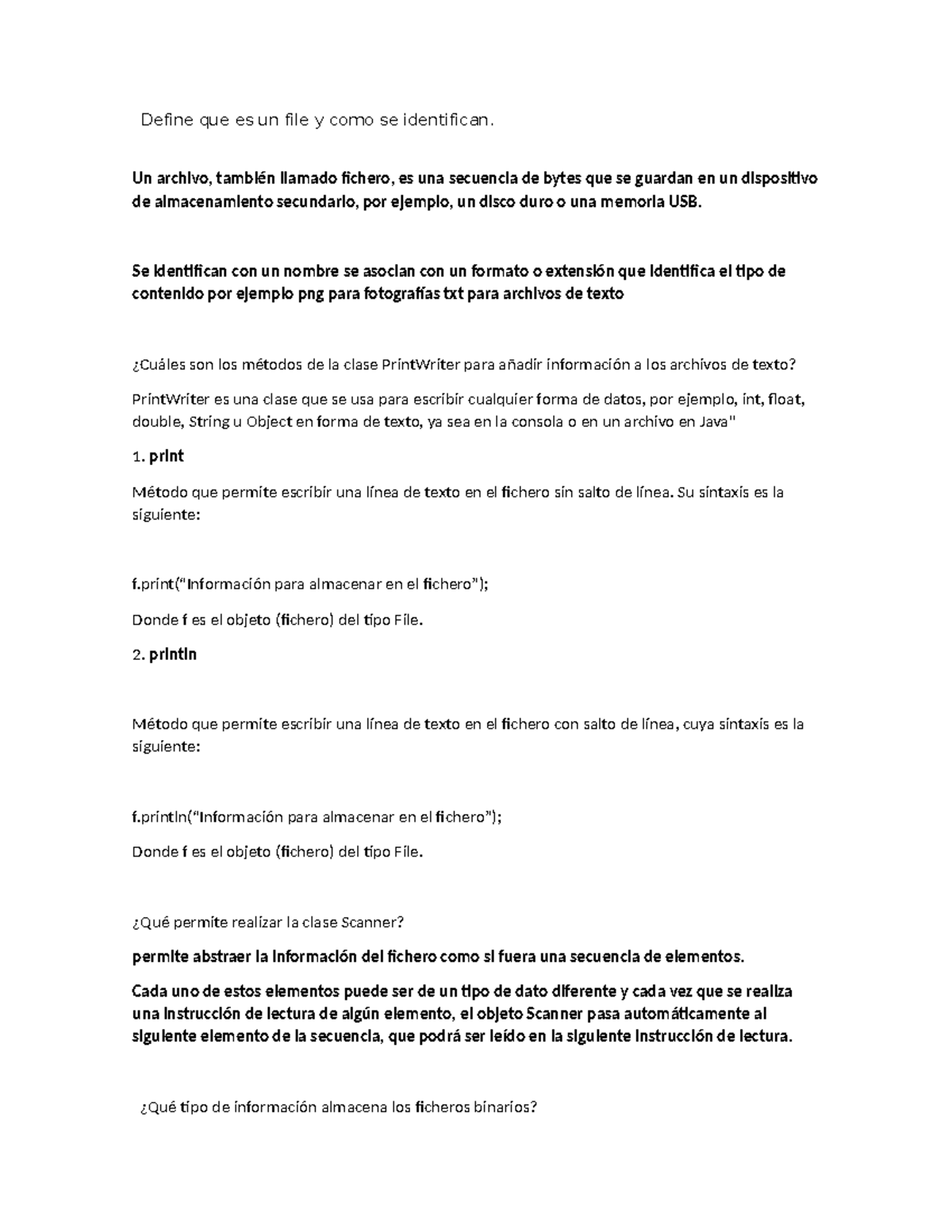 Definición de File y métodos de PrintWriter en Java - Studocu