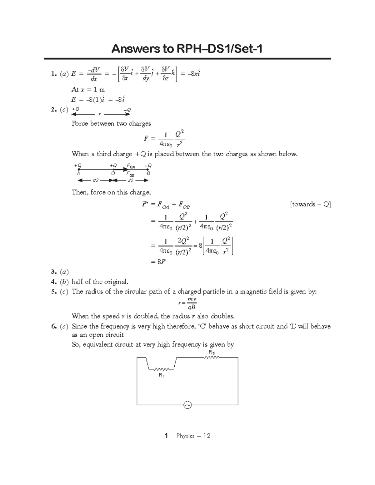 Class 12 Physics - Pariksha AK - Set 1 Answers and Explanations - Studocu